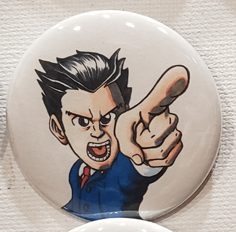 Phoenix Wright Button - Blue Moon Design Studio
